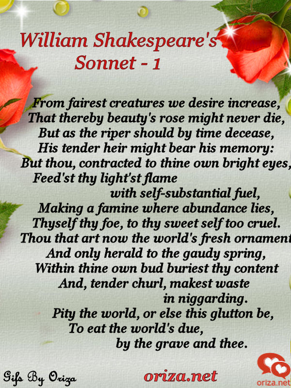 Shakespeare’s Sonnet 1 – From fairest creatures we desire increase,